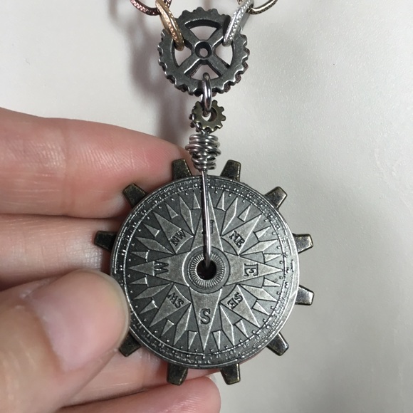 A Pinch of Panache | Jewelry | Compass Gear Double Sided Steampunk ...